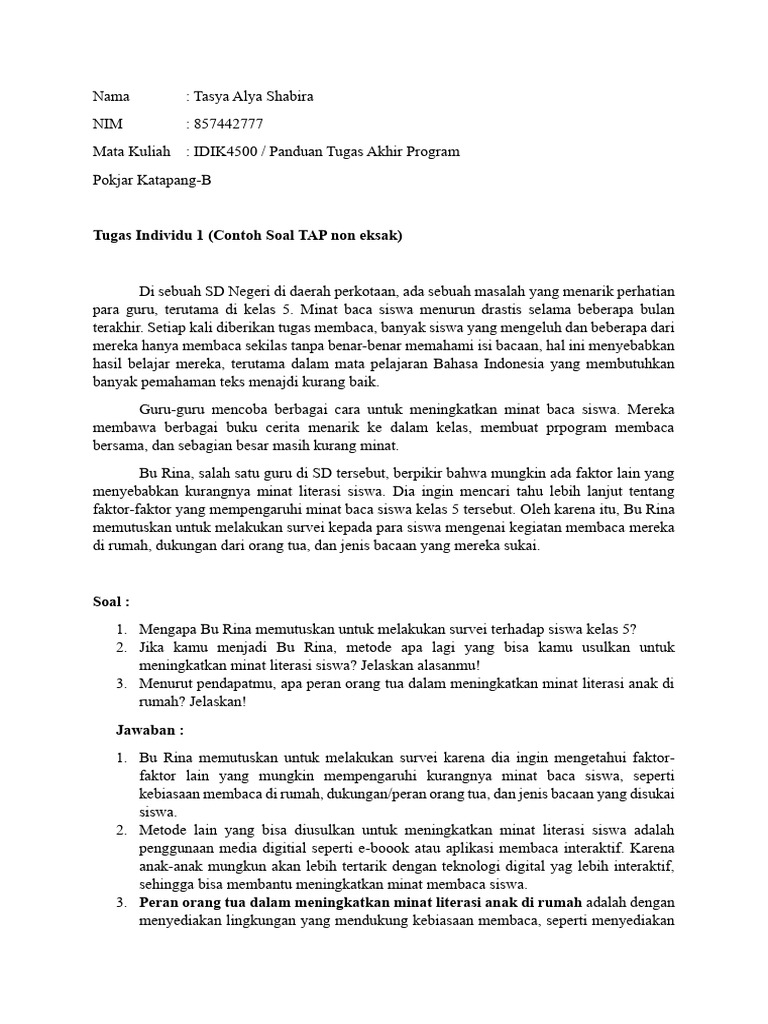 Contoh Soal TAP Non Eksak - Tasya Alya Shabira | PDF