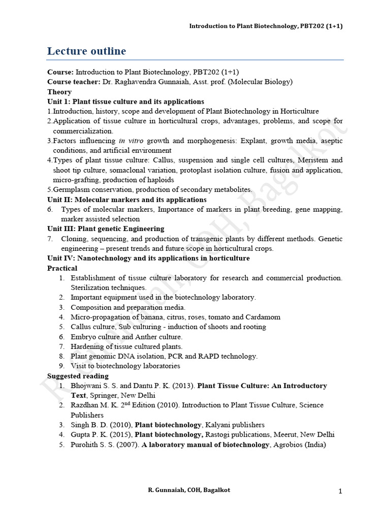 PBT-202 Plant Biotechnology | PDF | Plant Nutrition | Agar