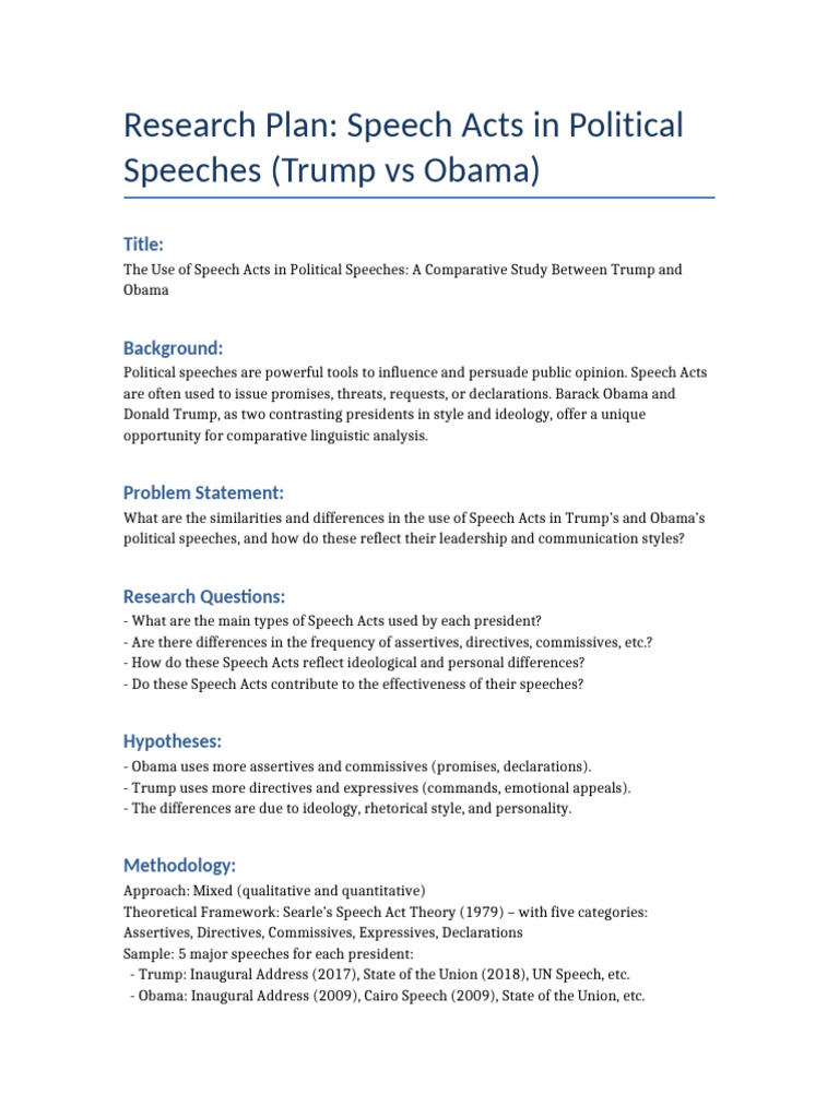 Speech Acts Trump Obama Plan | PDF | Qualitative Research | Analysis