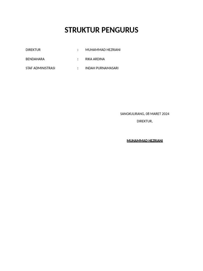 Struktur Pengurus | PDF