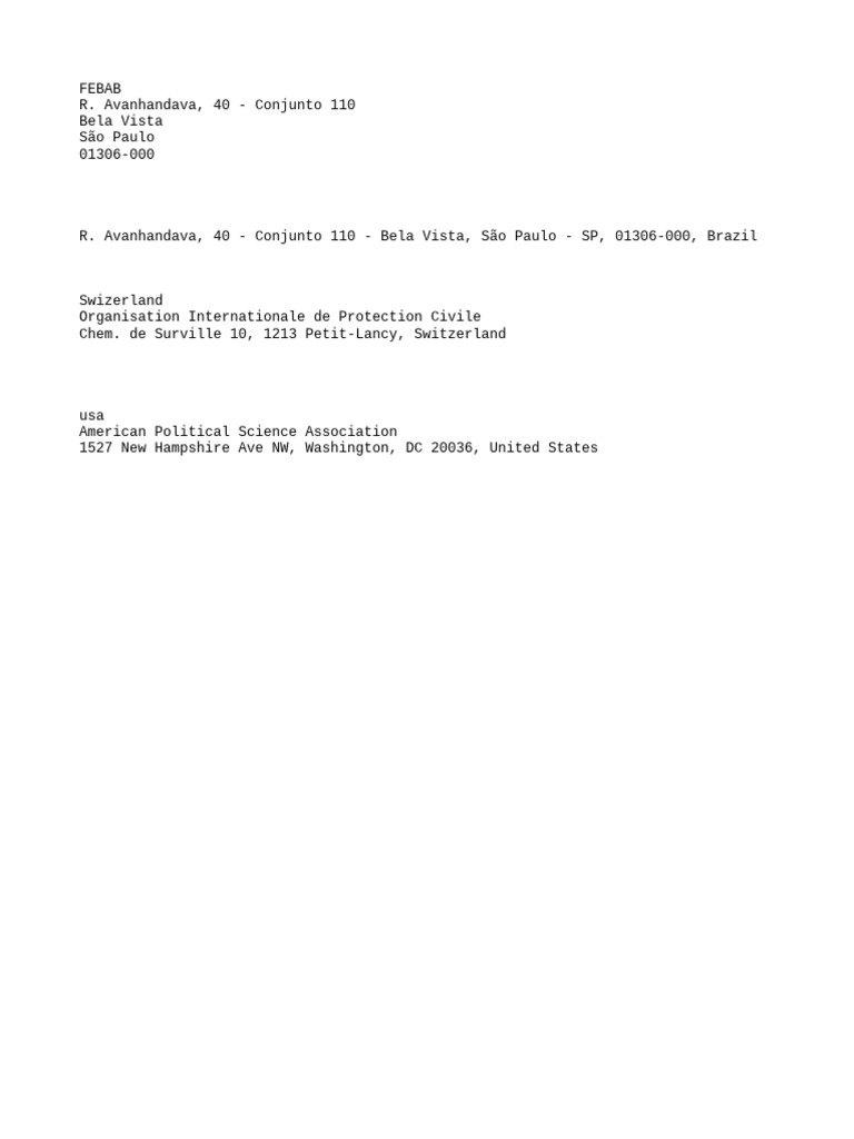 Brazil Organization Adress | PDF