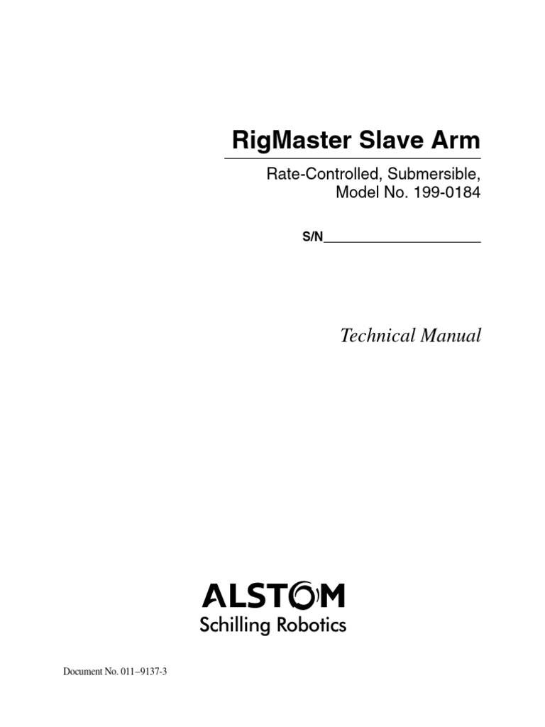 RigMaster Slave Arm Technical Manual | PDF | Actuator | Valve