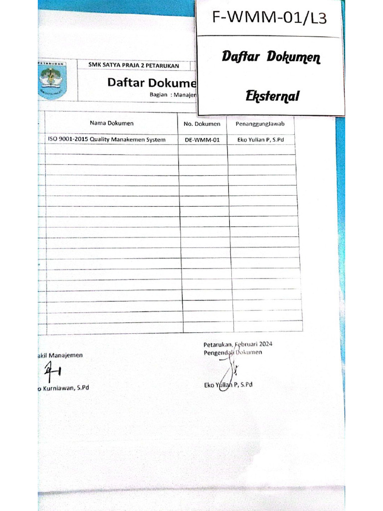 Daftar Dokumen Eksternal | PDF