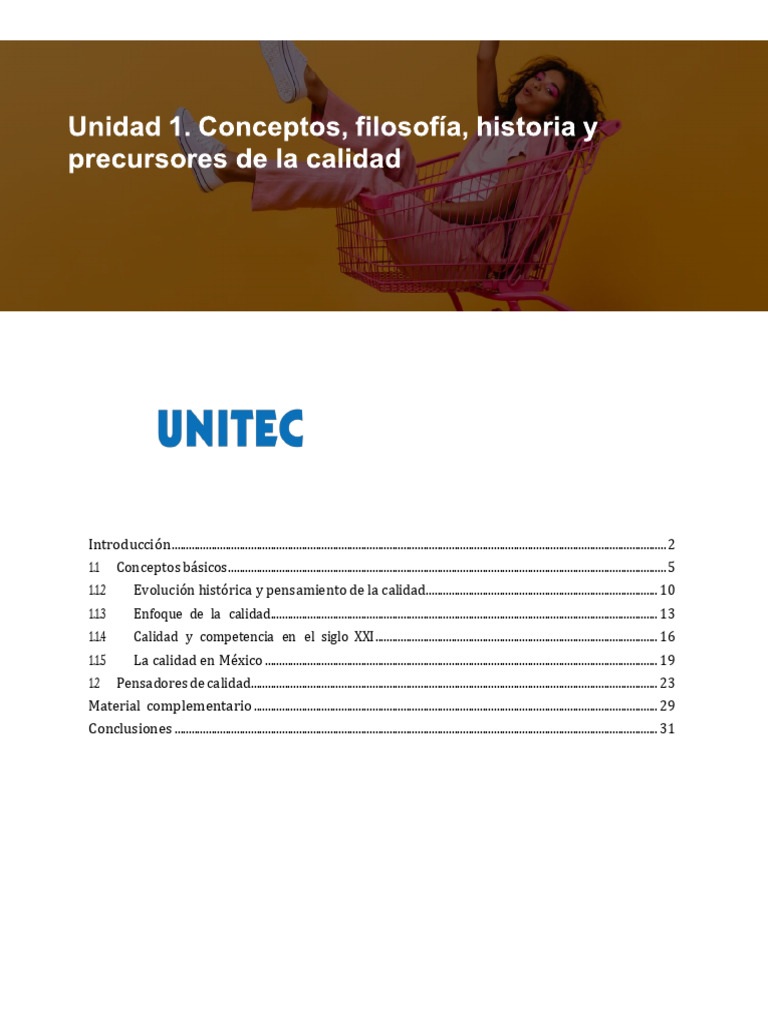 Unidad 1. Conceptos Filosofia Historia y Precursores de La Calidad | PDF | Calidad (comercial ...