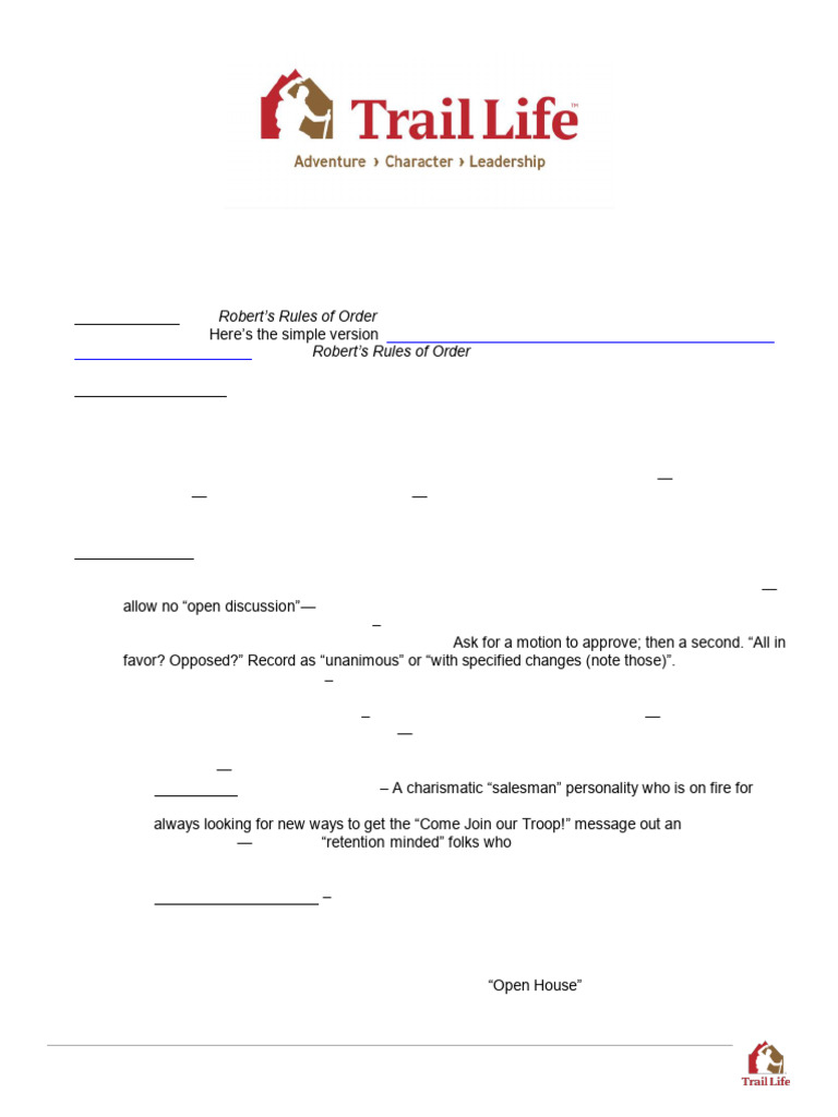 Troop Committee Chair Responsibilities | PDF | Committee