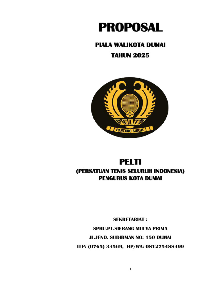 Proposal Koni Piala Walikota Dumai 2025 | PDF