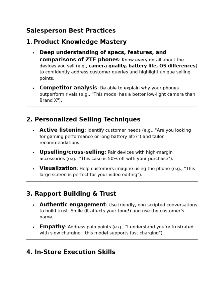 Salesperson Best Practices | PDF
