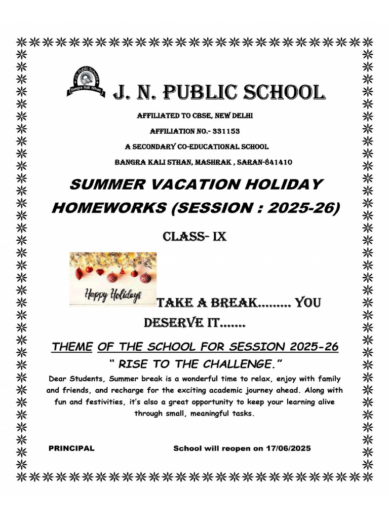 Holiday Homework | PDF