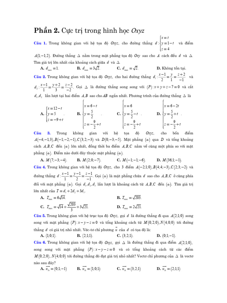 Cuc Tri Hinh Hoc Oxyz | PDF