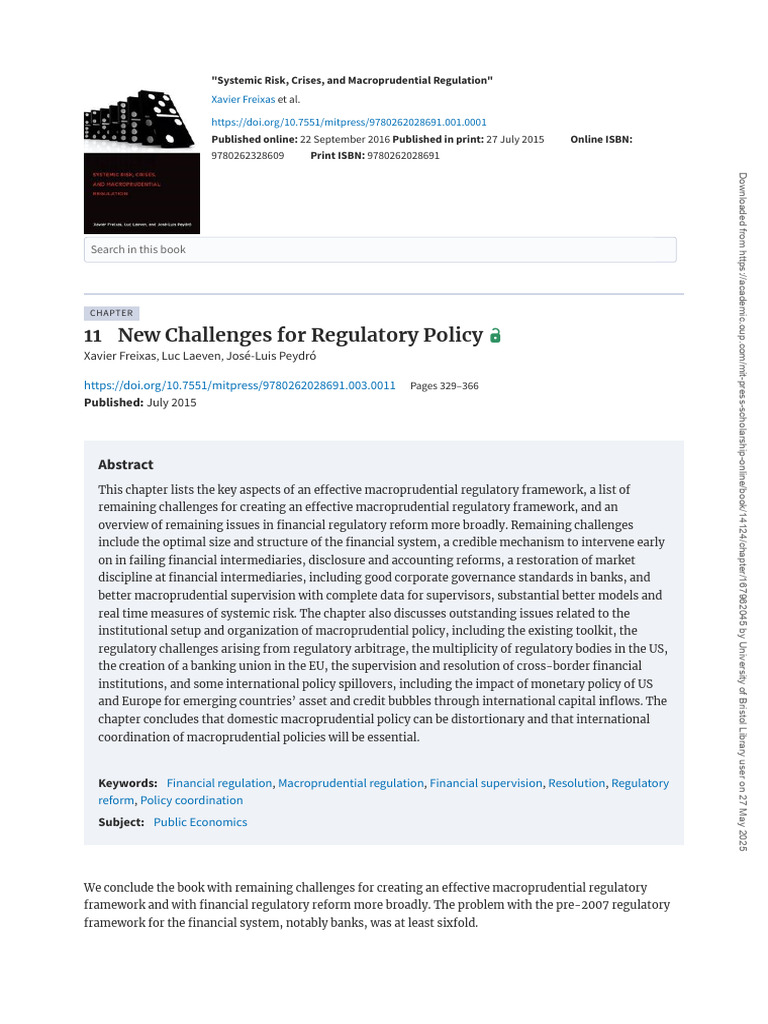 New Challenges For Regulatory Policy | PDF | Macroprudential Regulation ...