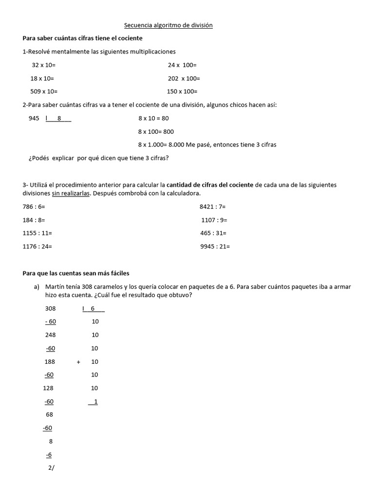 Algoritmo de División 1 | PDF