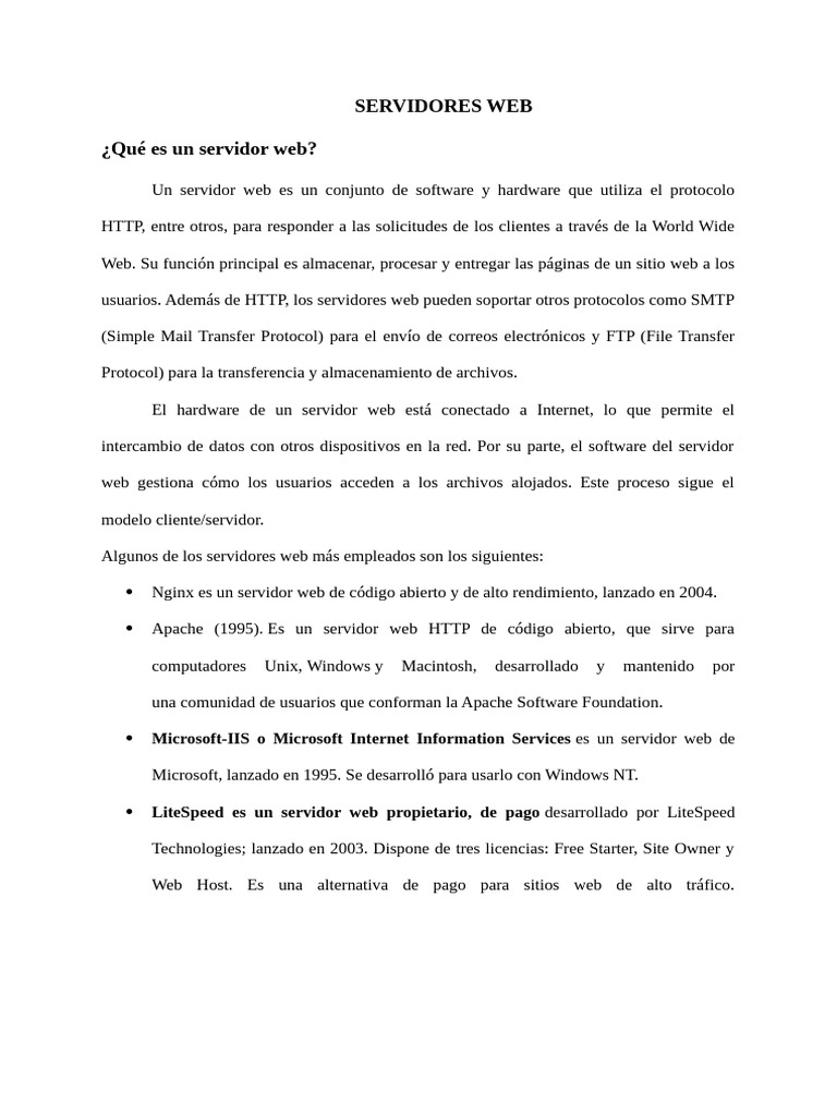 Servidores Web | PDF | Redes | Internet y web
