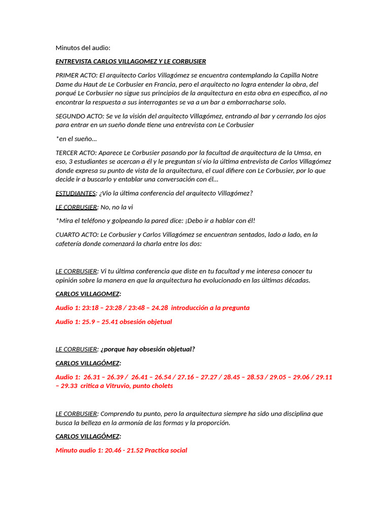 Entrevista Le Corbusier y Villagomez Audios | PDF