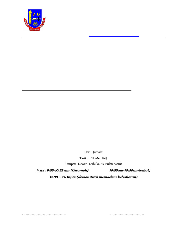 Surat Jemput Bomba Latihan Kebakaran PDF Free | PDF