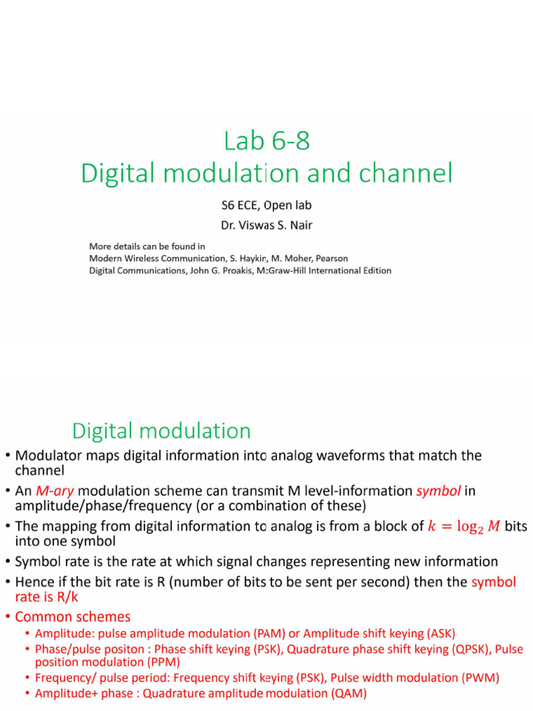 Slides Lab6-8 Digital Modulation - PAM-flat | PDF