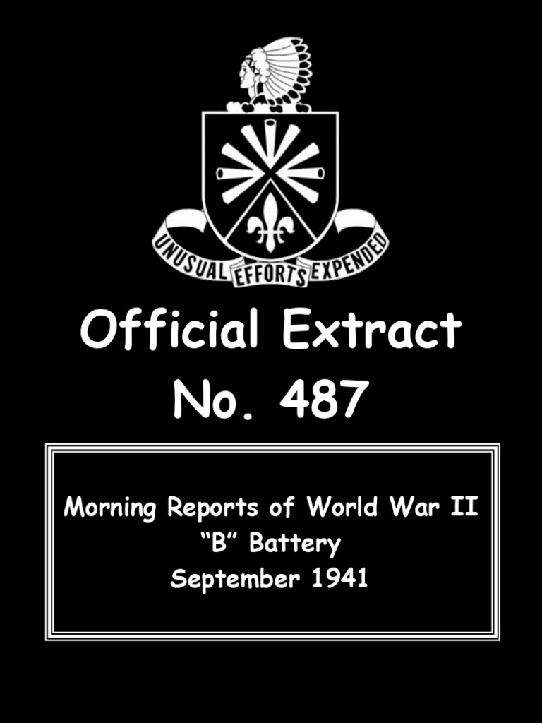 158th Field Artillery Official Extract No. 487 | PDF