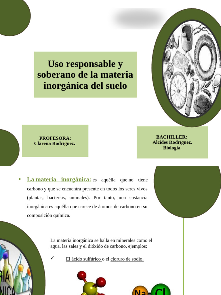 Uso Sostenible de Materia Inorgánica | PDF | Química Inorgánica ...
