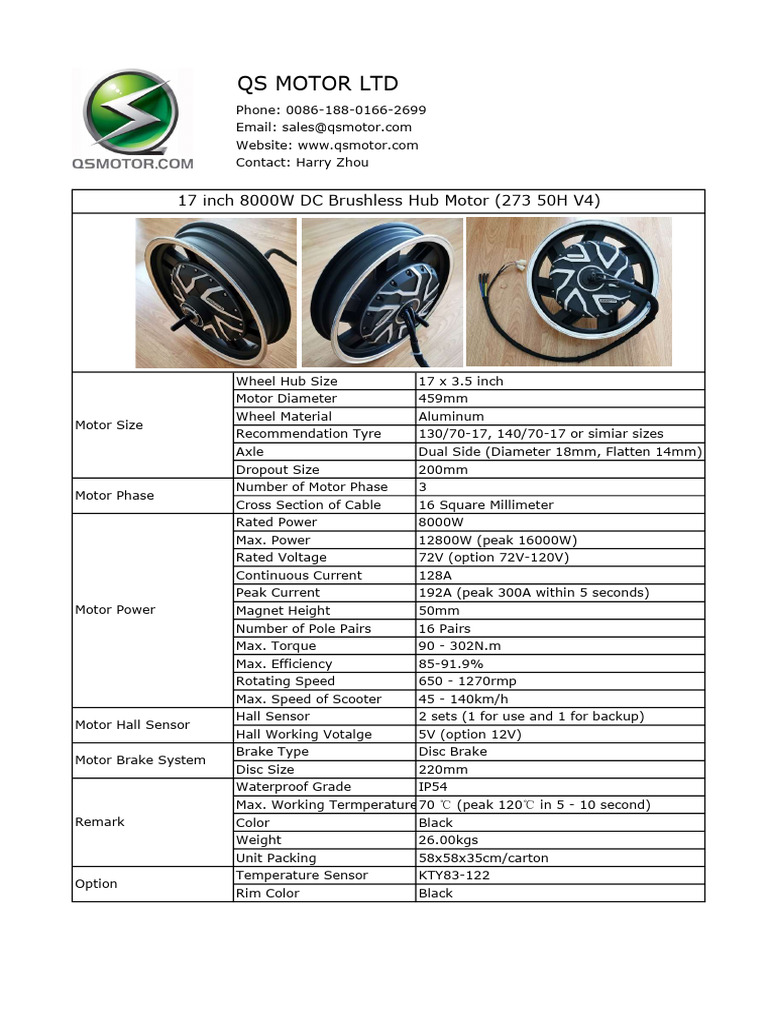 17 Inch 8000W Motor V4-1 | PDF