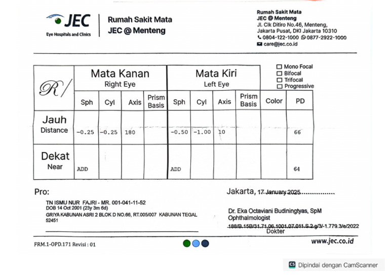 Resep Kacamata dari Dokter Mata | PDF