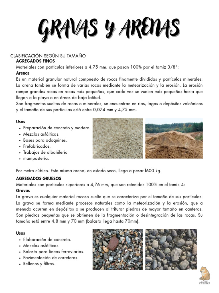 Tipos de Agregados en Construcción | PDF | Roca (geología) | Grava