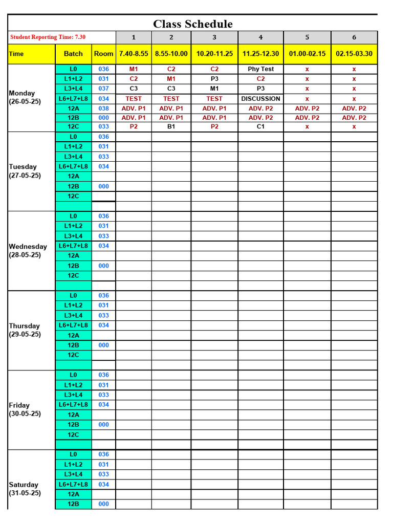 Class Schedule 26 MAY 2025 | PDF