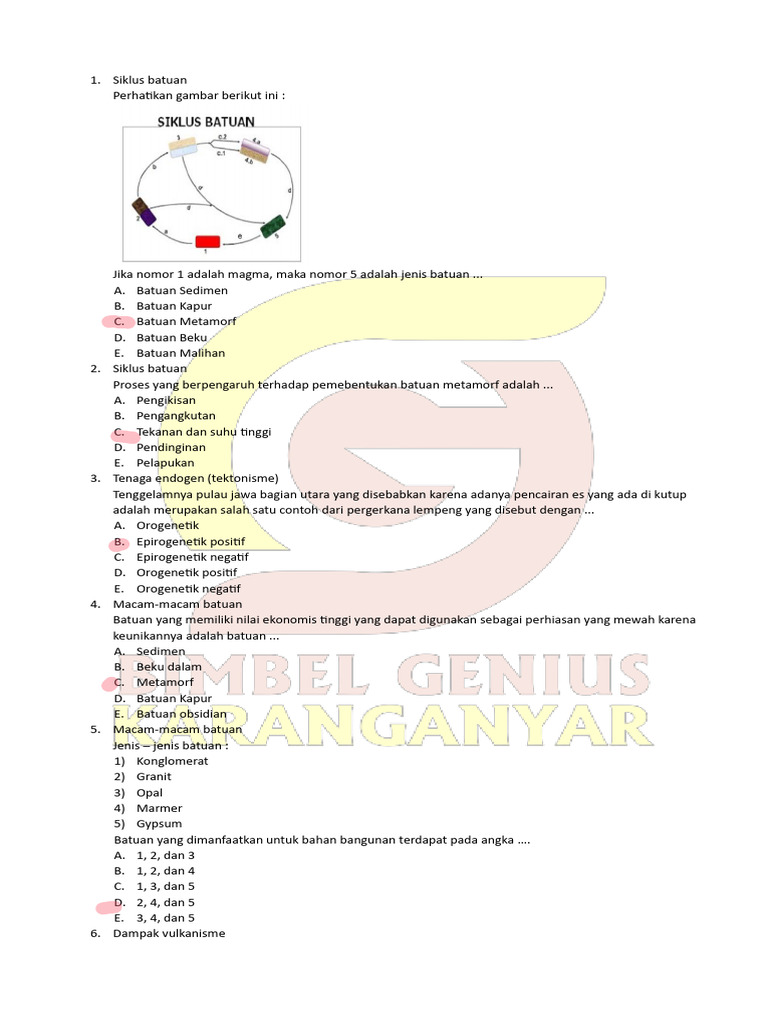 Latsol Psat - Genius 2024 - 2025 - Geografi - 10 Sman 1 Kra - Af | PDF