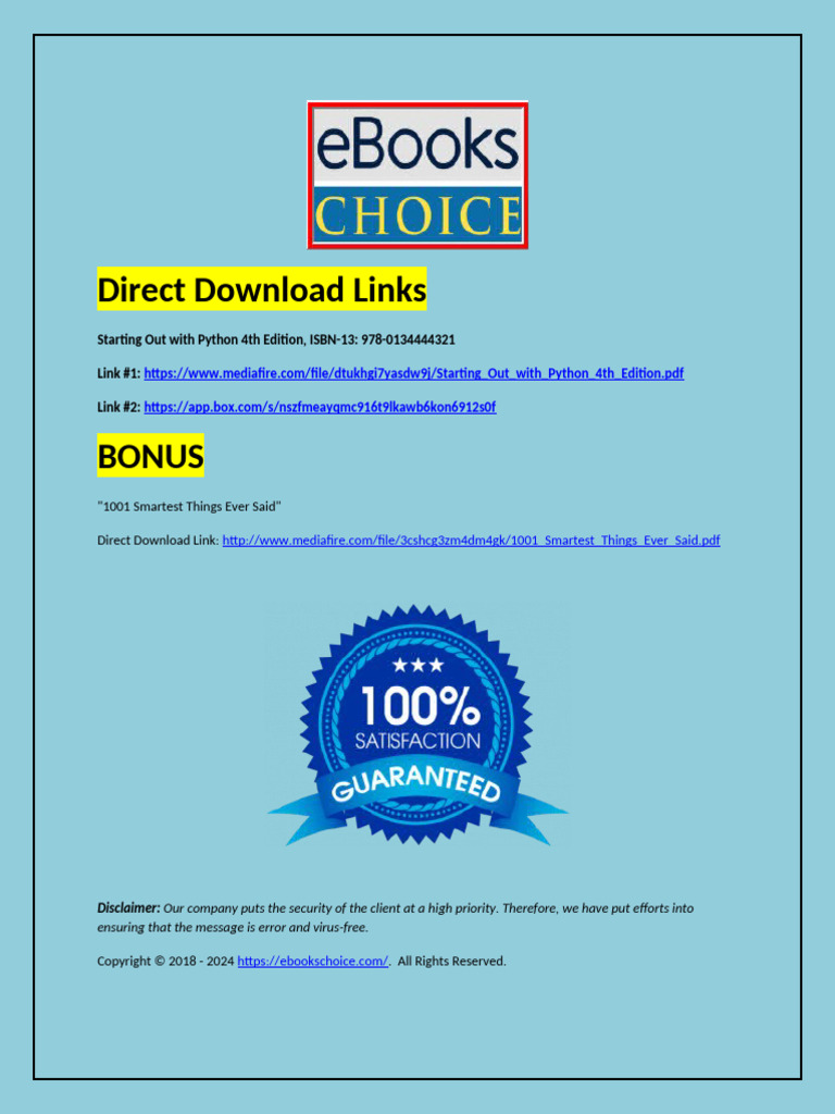 Starting Out With Python 4th Edition | PDF