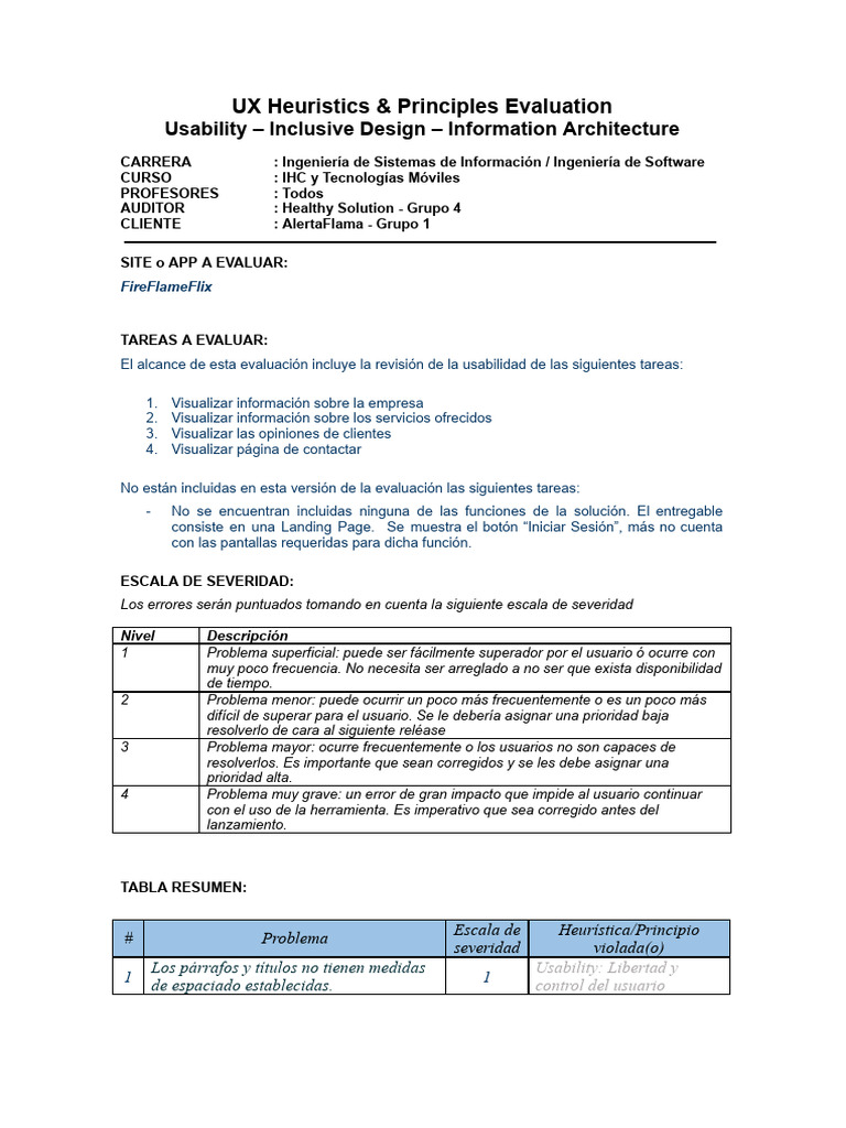 Upc Pre 202201 Si385 Ux Audit Report Template v1 | PDF | Botón ...