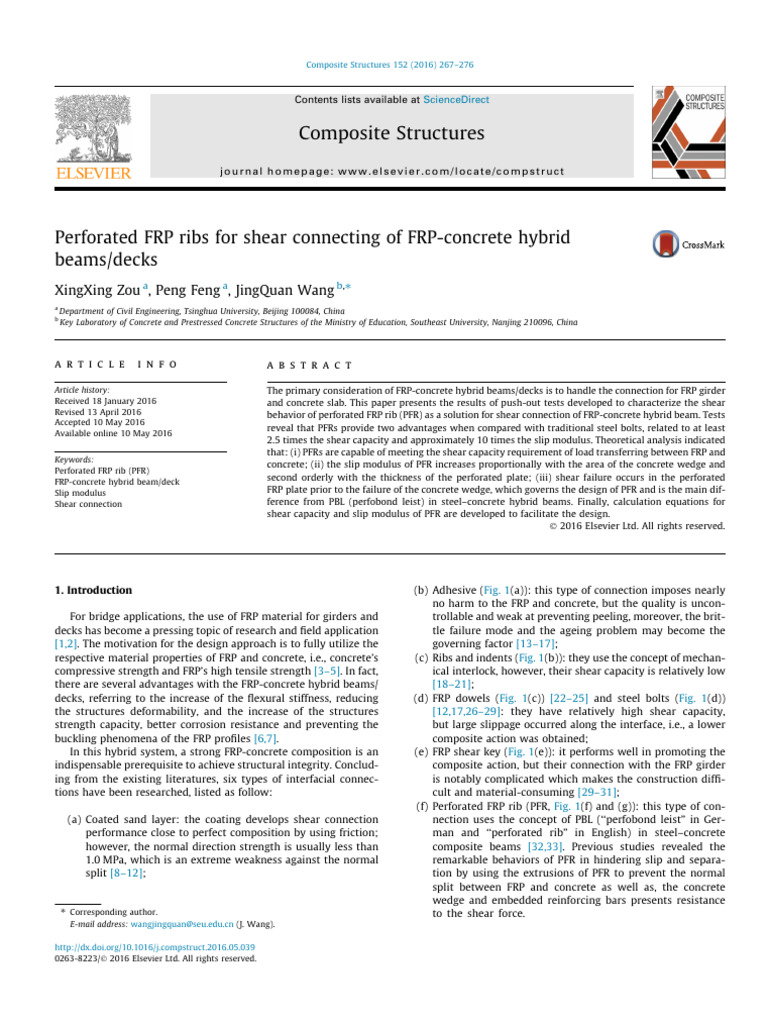 Perforated FRP Ribs For Shear Connecting of FRP-concrete Hybrid Beams ...