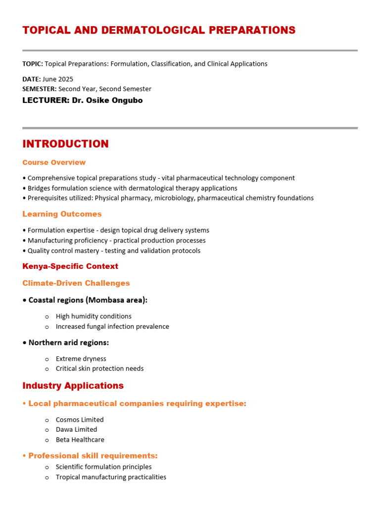 Topical Preparations Hand Out | PDF | Topical Medication | Emulsion