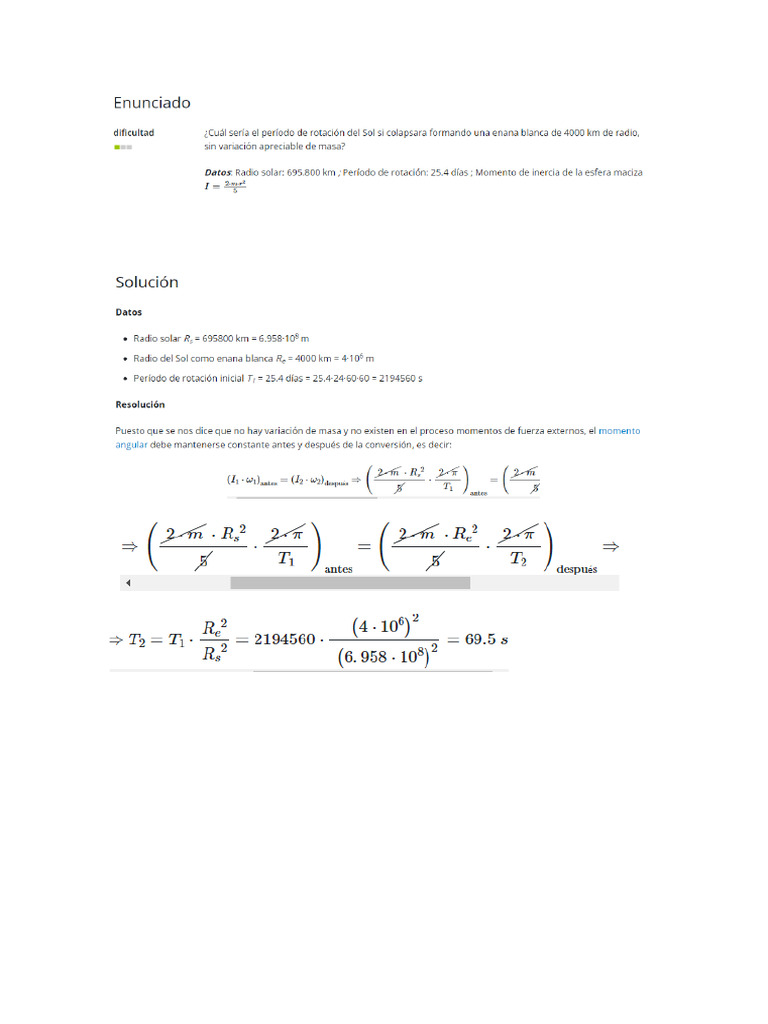 Ejercicios Momento Angular | PDF