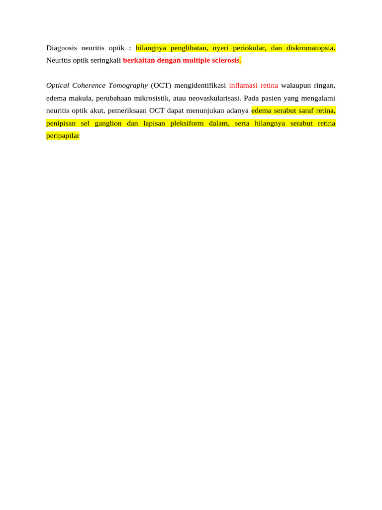 Diagnosis Neuritis Optik | PDF