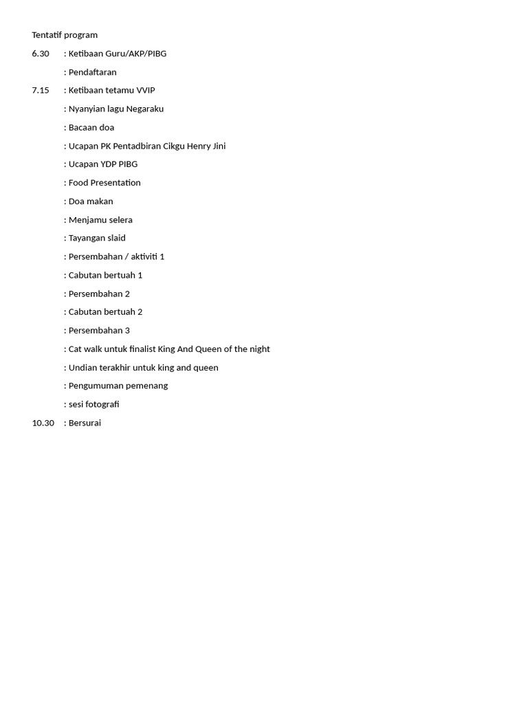 Tentatif Program Dinner | PDF