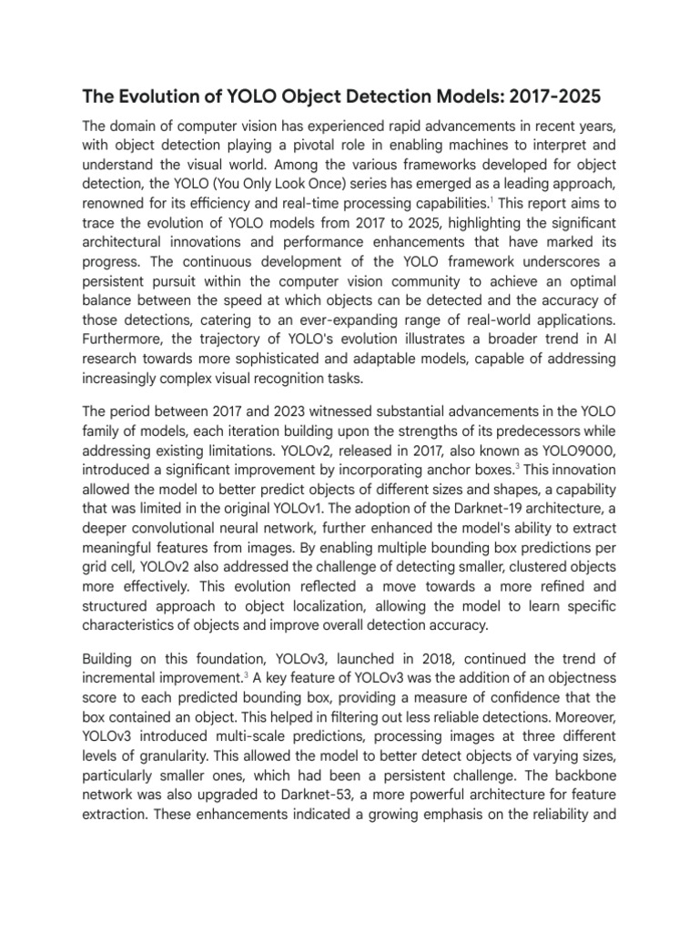 YOLO Evolution - 2017 To 2025 | PDF | Computer Vision | Cognitive Science