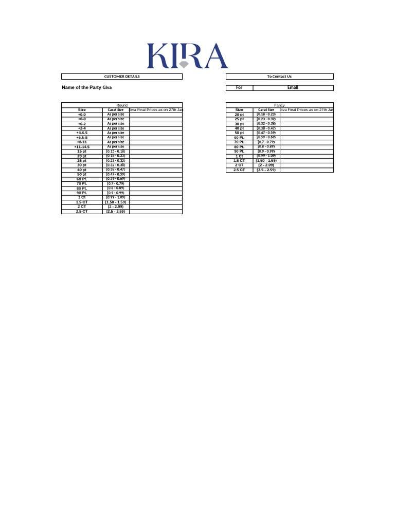 Giva Rate Sheet | PDF