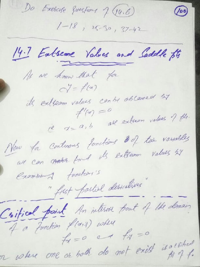 Lecture-Notes-9-Ex-14.7 (Handwritten) - Extream Values | PDF