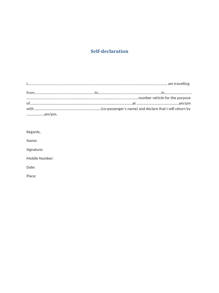 Selfdeclaration Format | PDF