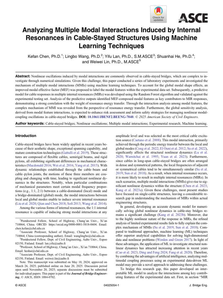 Lin Et Al Analyzing Multiple Modal Interactions Induced by Internal Resonances in Cable Stayed ...