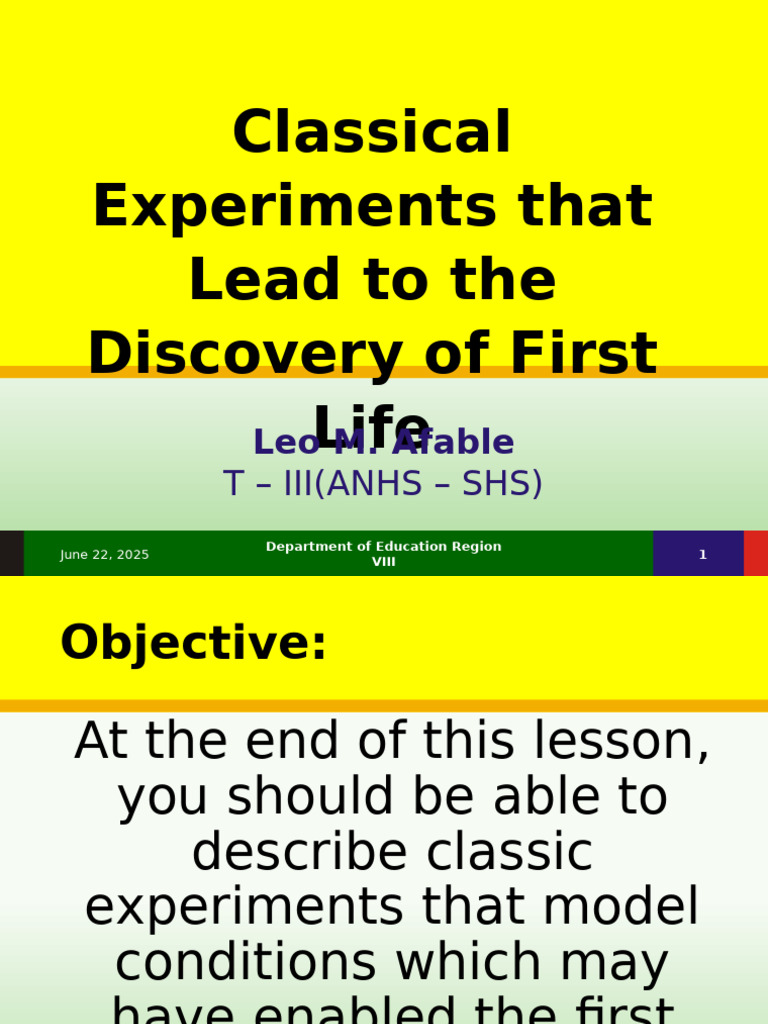 Classical Experiments That Lead To The Discovery of First Life | PDF ...