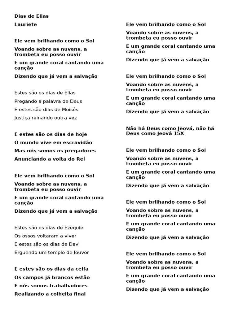Dias de Elias: Louvor e Salvação | PDF