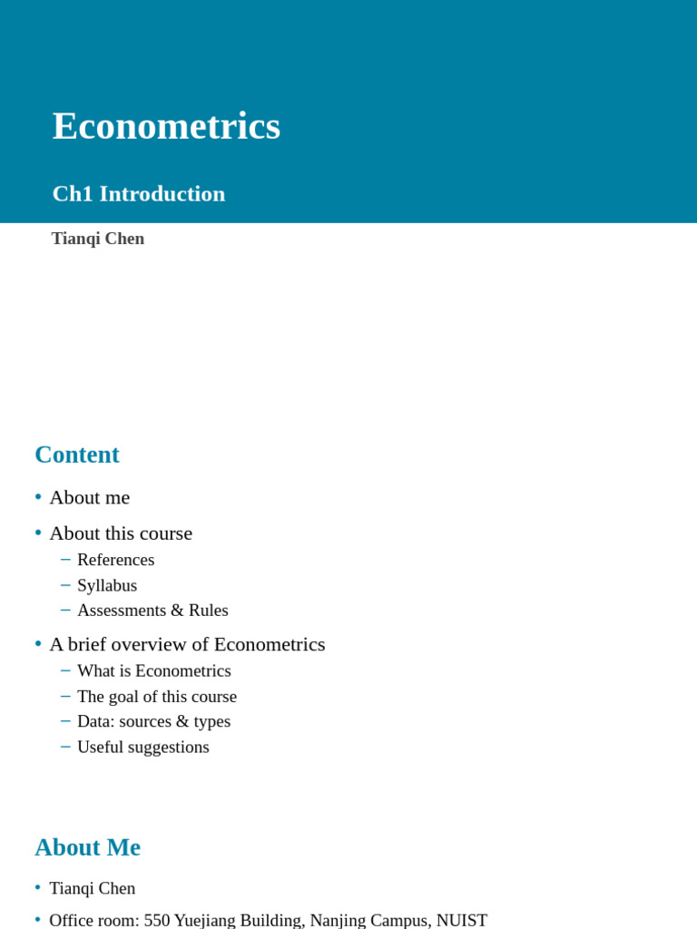 Chapter 1 Introduction To Econometreics | PDF | Econometrics | Regression Analysis
