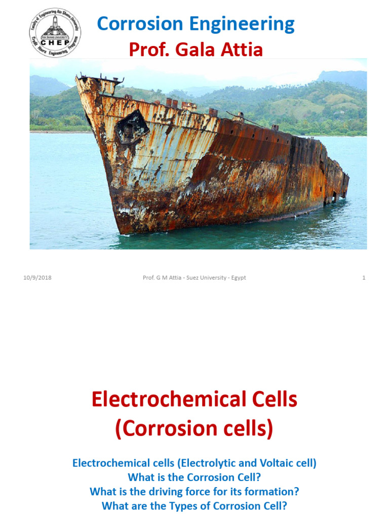 MDP 337 Corrosion Cells Fall 2018 | PDF | Electrochemistry | Corrosion