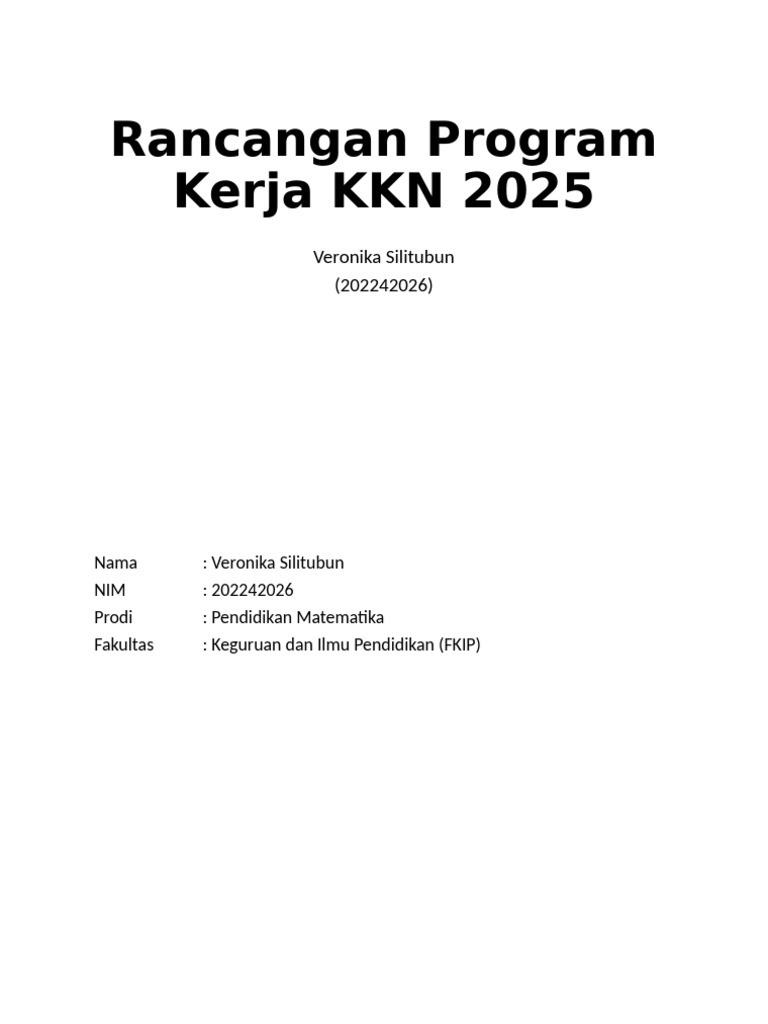 Rancangan Program Kerja KKN 2025 | PDF