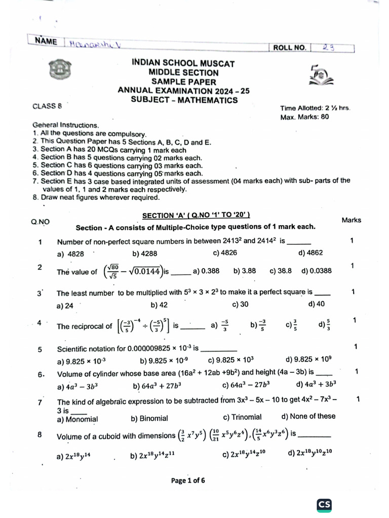ISM Sample Paper | PDF