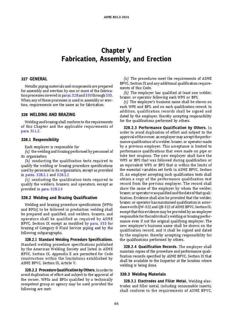 ASME B31.3-2024 - Chapter V - Fabrication, Assembly, and Erection | PDF ...