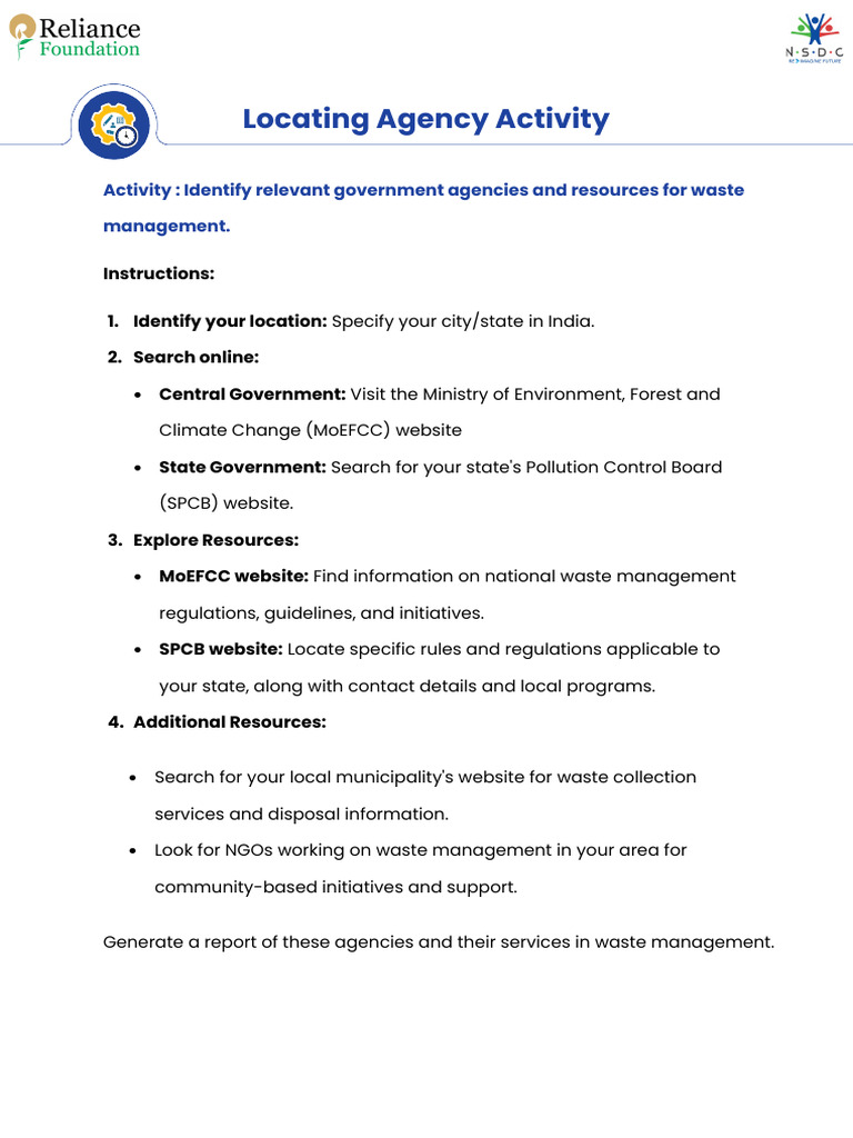 Waste Management Agency Resources in India | PDF