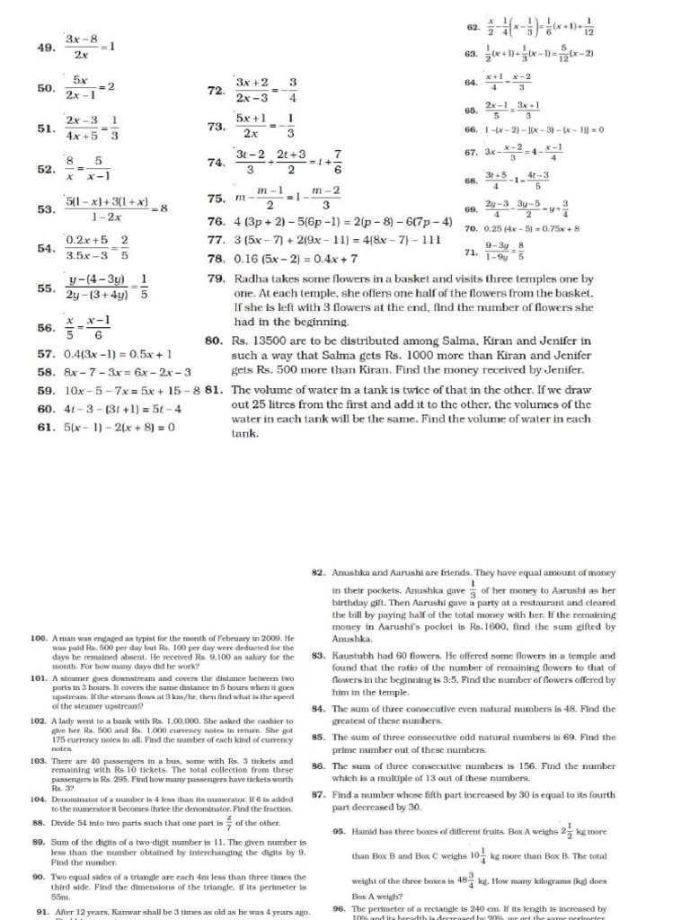 Linear Equation Test | PDF