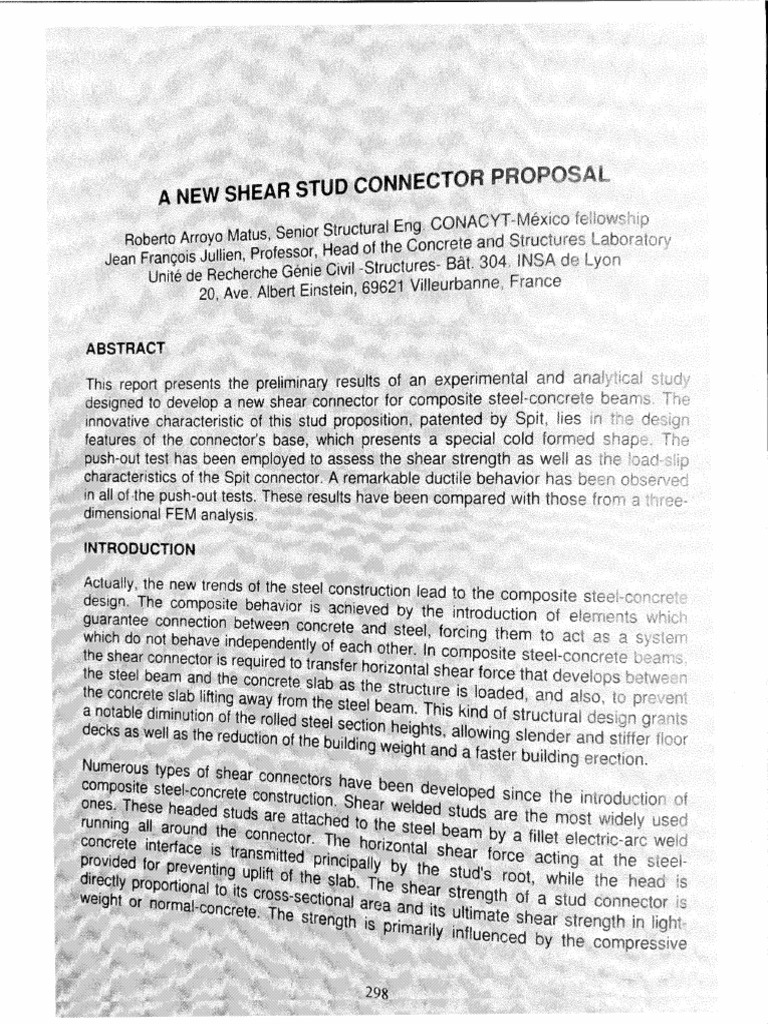 A New Shear Stud Connector Proposal | PDF | Stress (Mechanics) | Yield (Engineering)