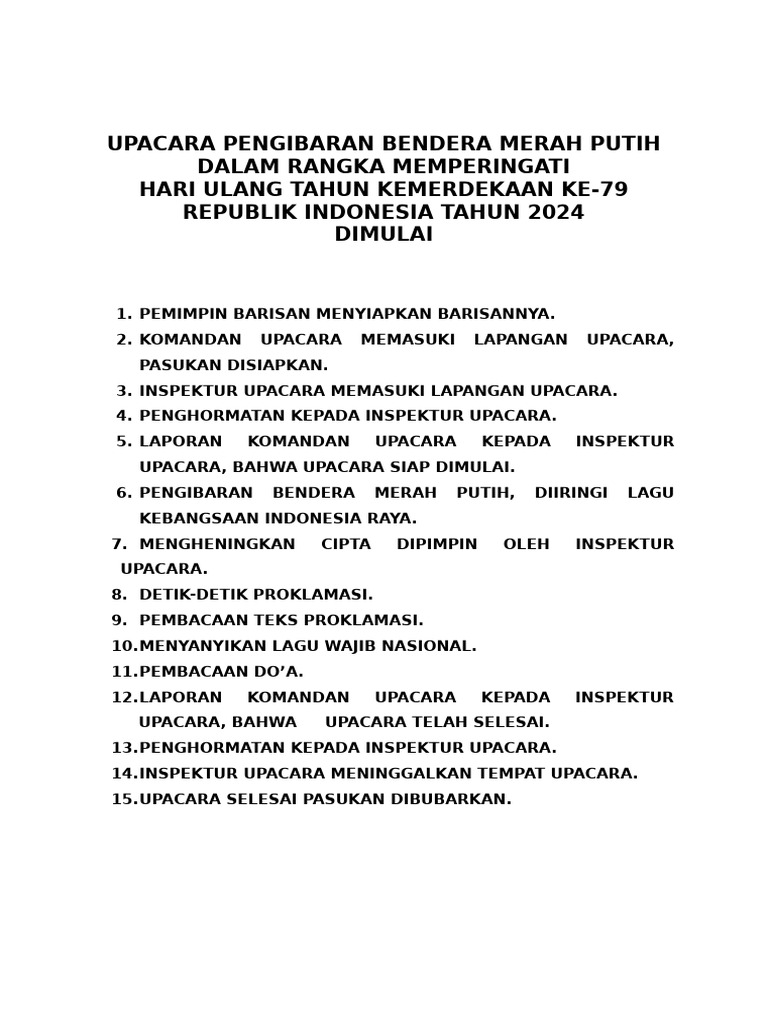 Teks Upacara 17 Agustus | PDF