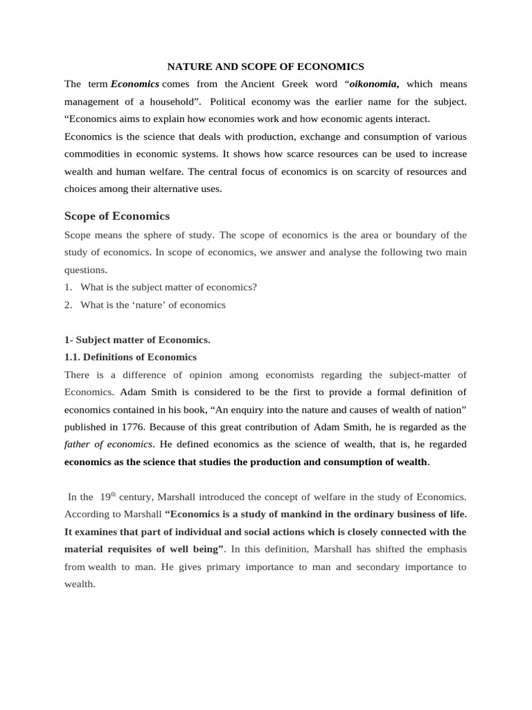 Nature and Scope of Economics | PDF | Economics | Economies